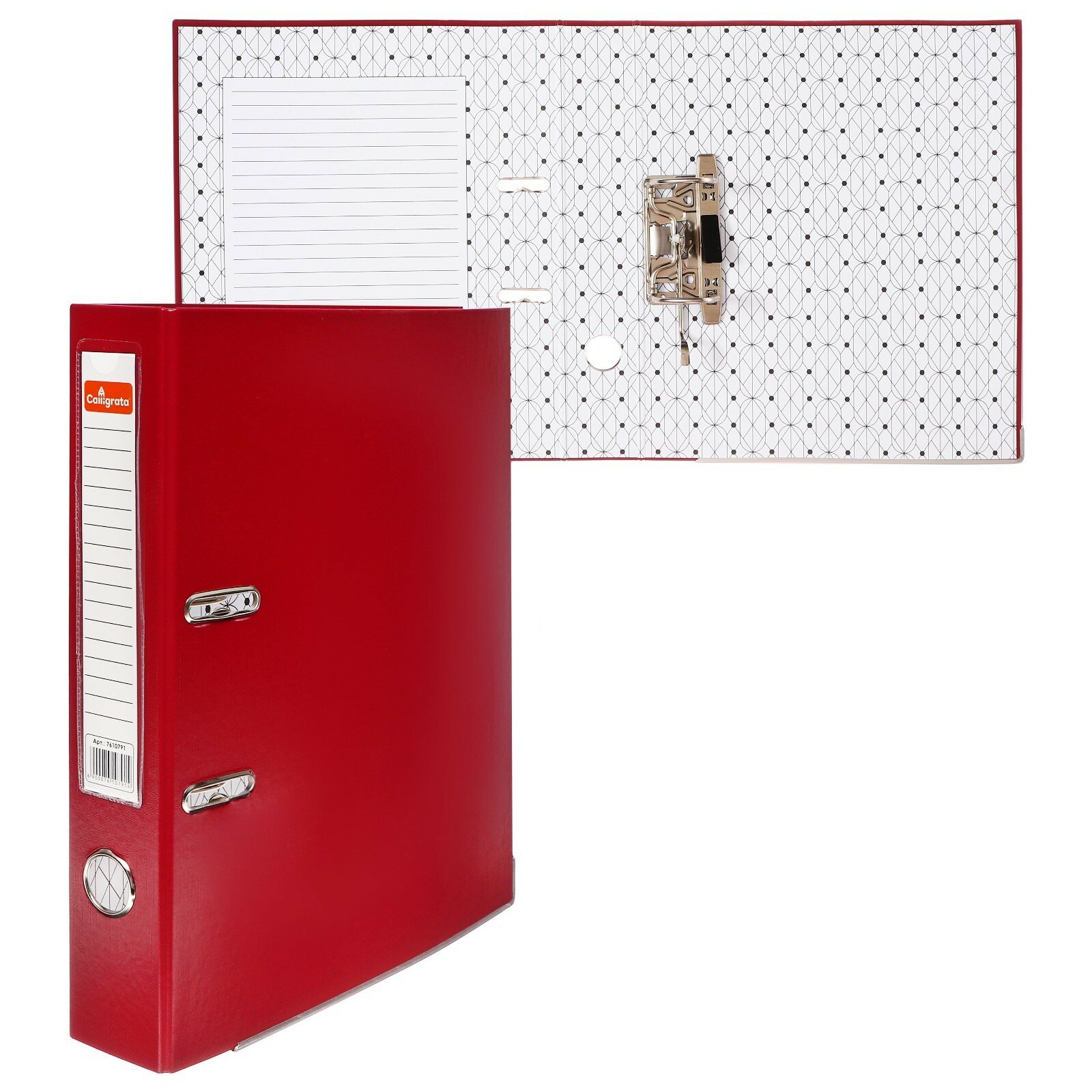 Папка-регистратор А4, 50 мм, Calligrata, ПВХ, тиснение "лен", металлическая окантовка, карман на корешок, собранная