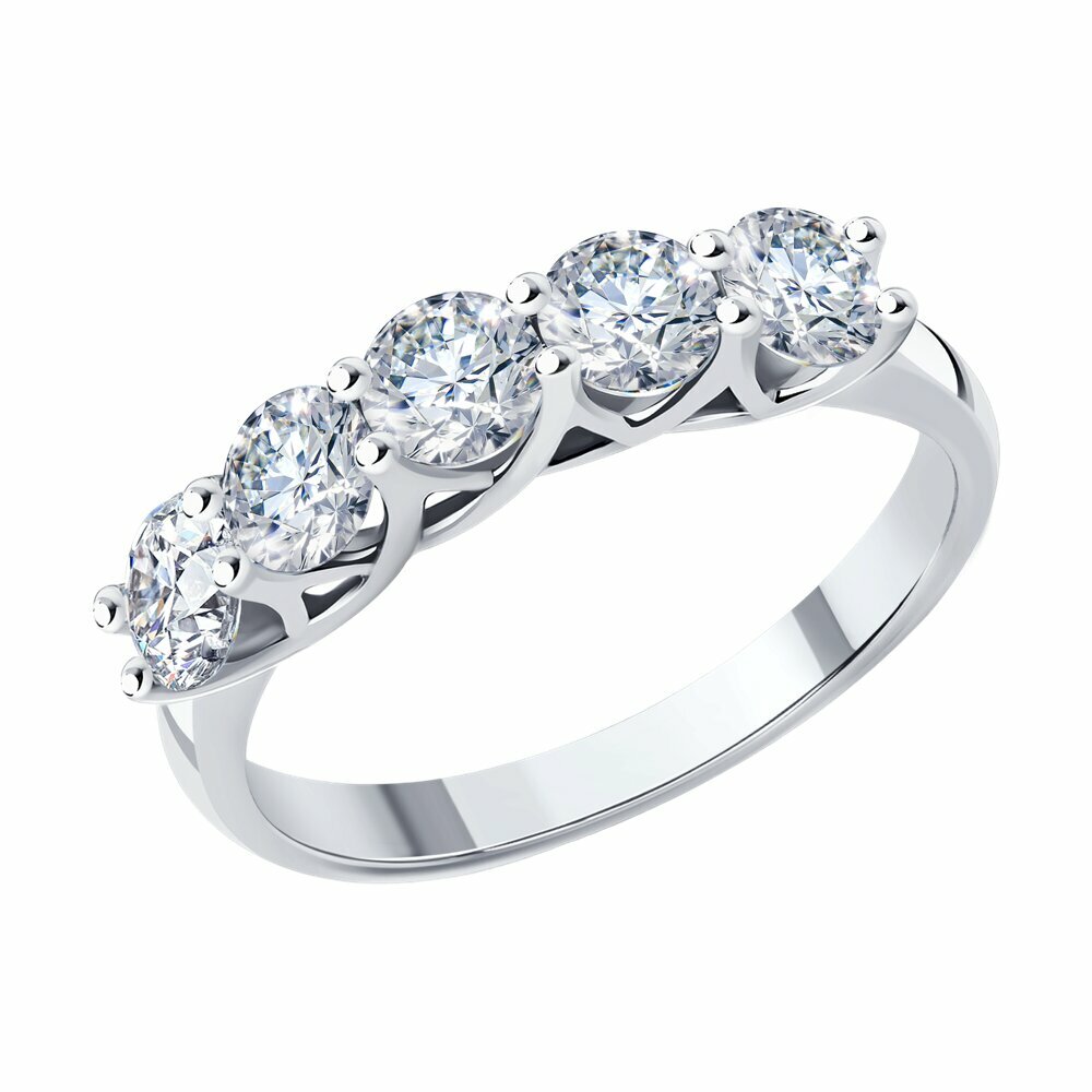 Кольцо, белое золото, 585 проба, бриллиант выращенный