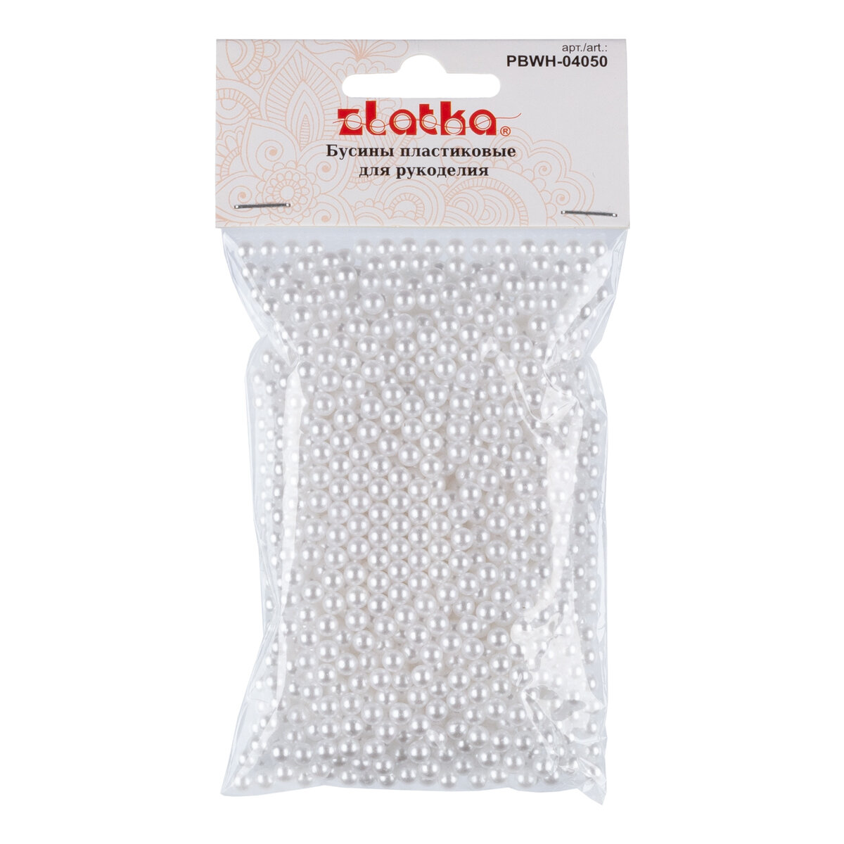 Бусина Zlatka без отверстий из пластика PBWH-04050, 4 мм, вес 50 г ±3 г, для украшений цвет №02 молочный (без отверстий)