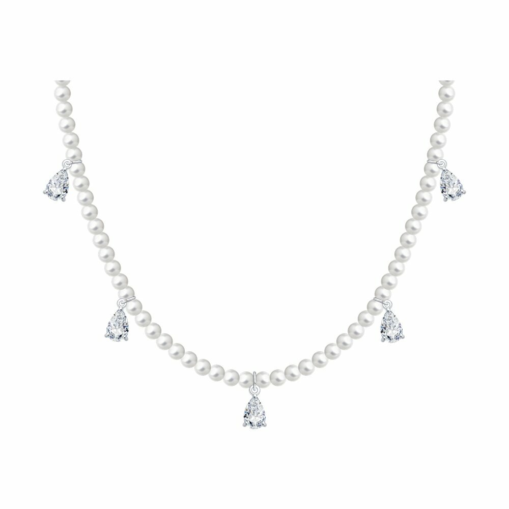 Колье, серебро, 925 проба, родирование, фианит