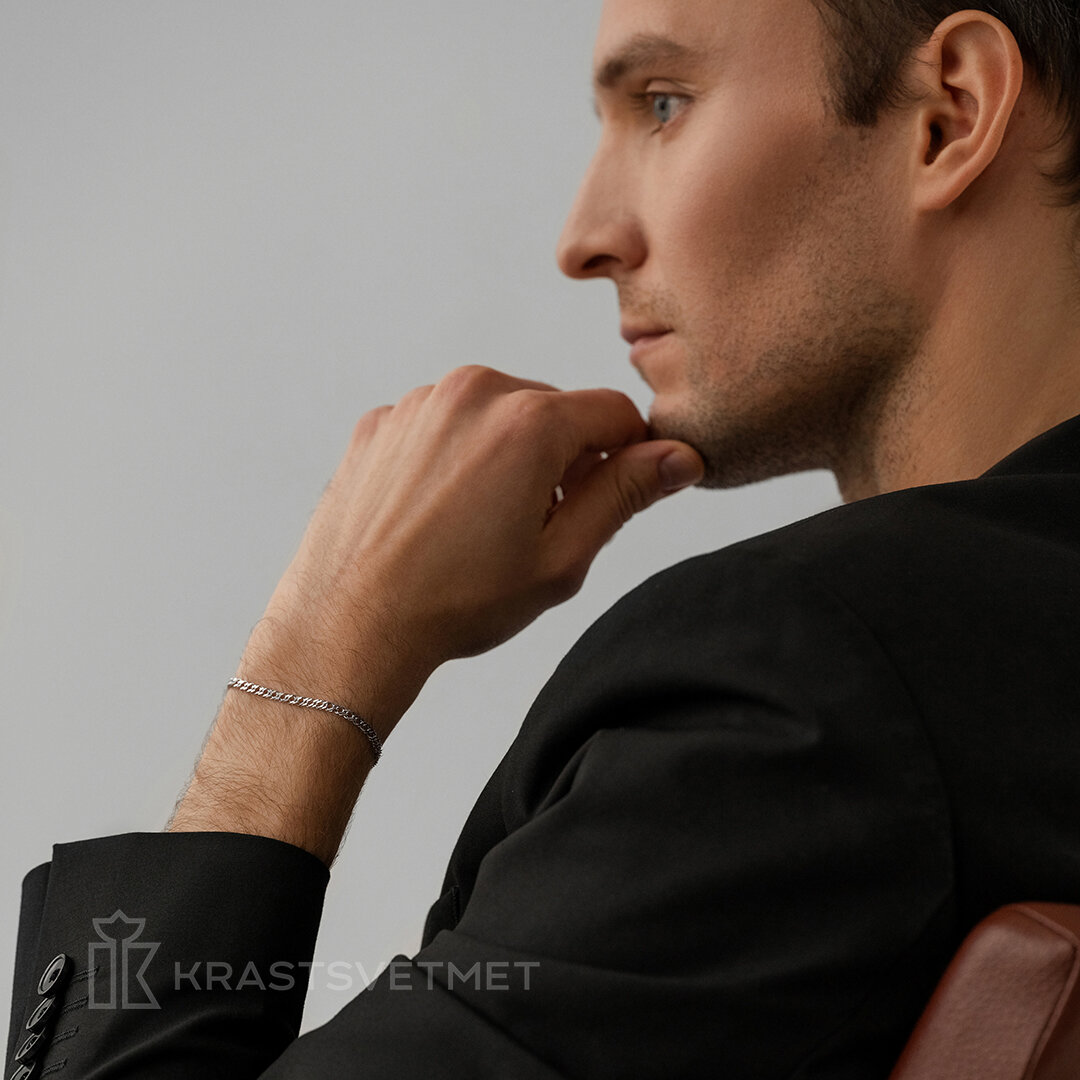 Жесткий браслет, серебро, 925 проба, родирование