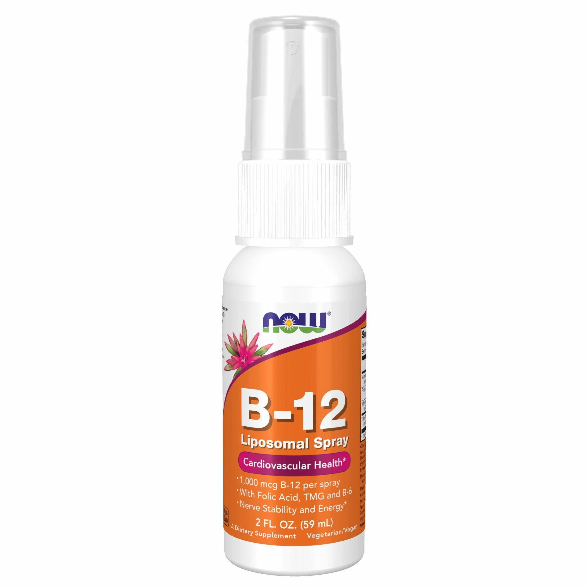 NOW B-12 Liposomal Spray, Витамин В12, поддержка нервной системы, липосомальный спрей, 59 мл