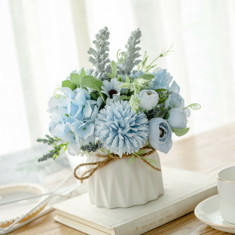 Искусственная цветочная композиция, маленький домашний декор для гостиной, украшение для офисного стола, искусственные цветы, сухой цветочный букет