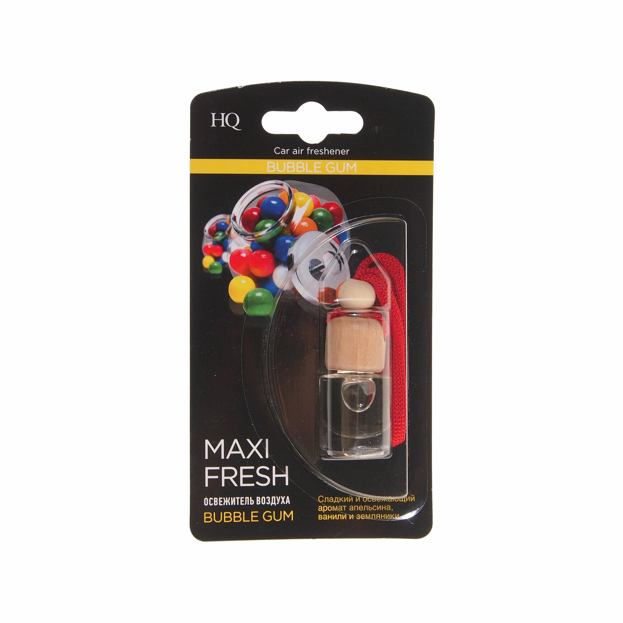 Ароматизатор воздуха HMF-3 MAXI FRESH (bubble gum) жидкостный подвесной, деревянная крышка 5мл