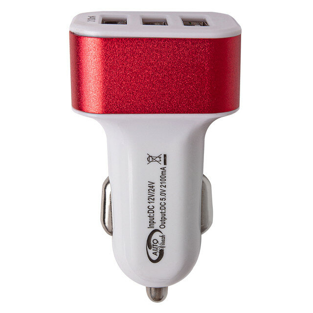 Разветвитель прикуривателя 12В с 3 USB портами и тремя гнёздами для автомобиля