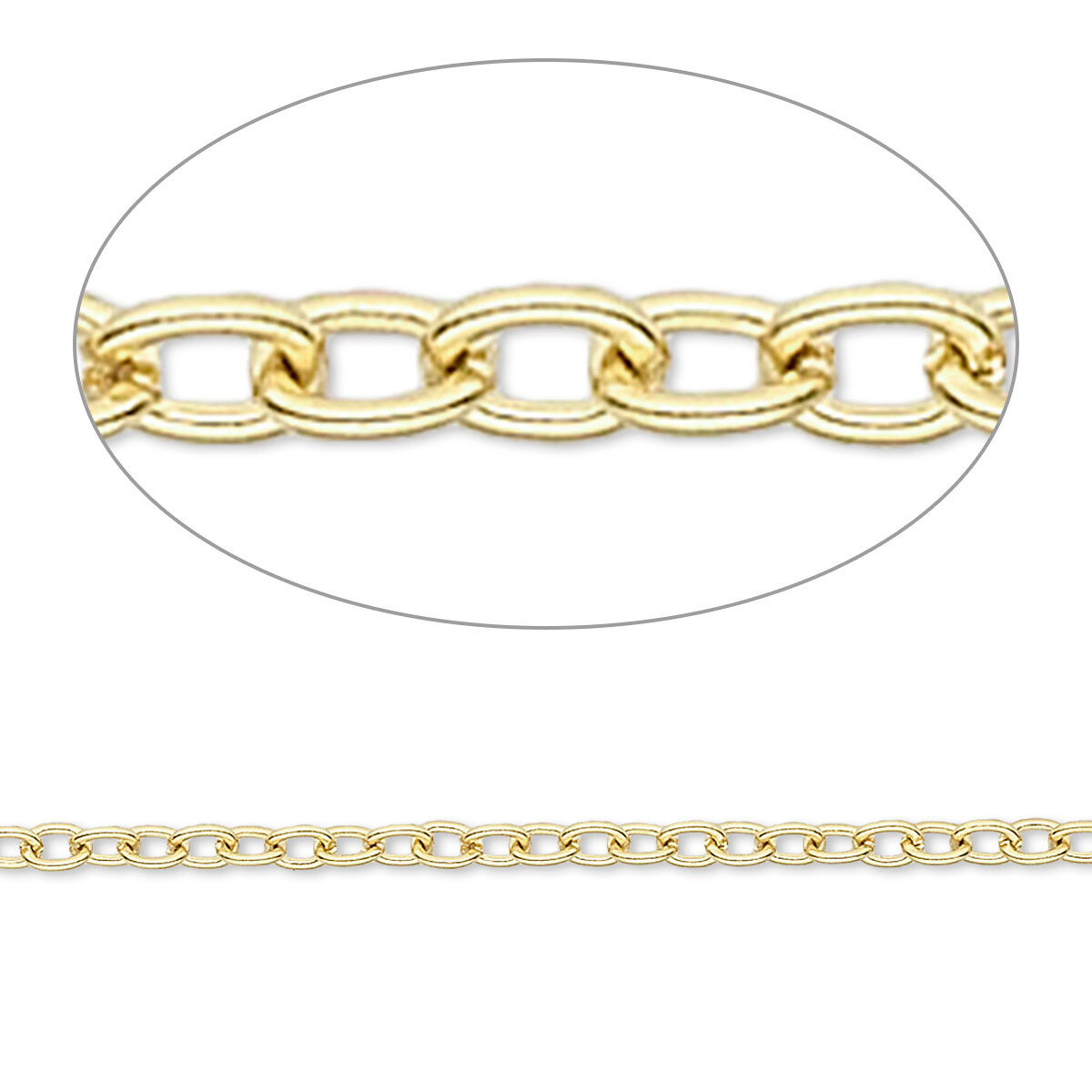 Цепочка отрезная (без замка), 3х2.7мм, базовый материал - латунь, позолоченная, 1 метр