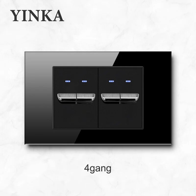 Выключатель настенный YINKA черный 4gang