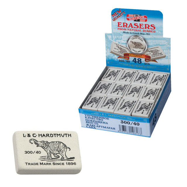 Ластик KOH-I-NOOR белый прямоугольный Слон 355х23х8мм натуральный каучук