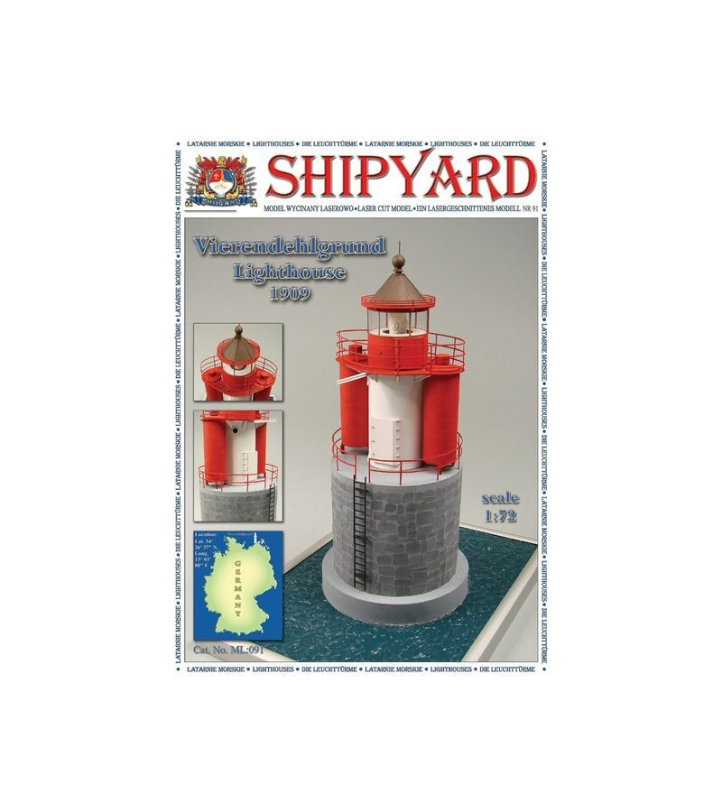 Сборная картонная модель Shipyard маяк Vierendehlgrund Lighthouse (№91), 1/72
