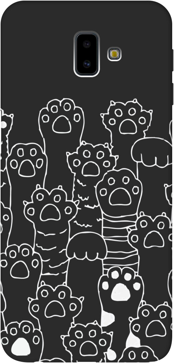 Матовый чехол Paws W для Samsung Galaxy J6+ (2018) / Самсунг Джей 6 плюс с 3D эффектом черный