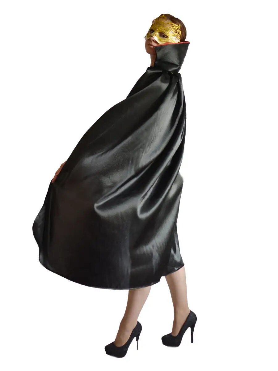 Накидка Дракулы матовая с воротником длина 120см на завязках таффета на 12-15лет