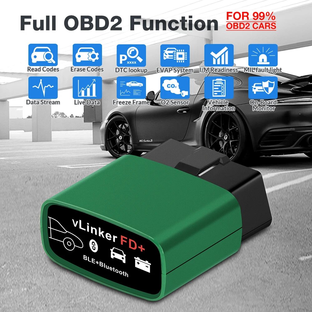 Vgate vLinker FD+ Bluetooth 4.0 OBD2 сканер — фото 1