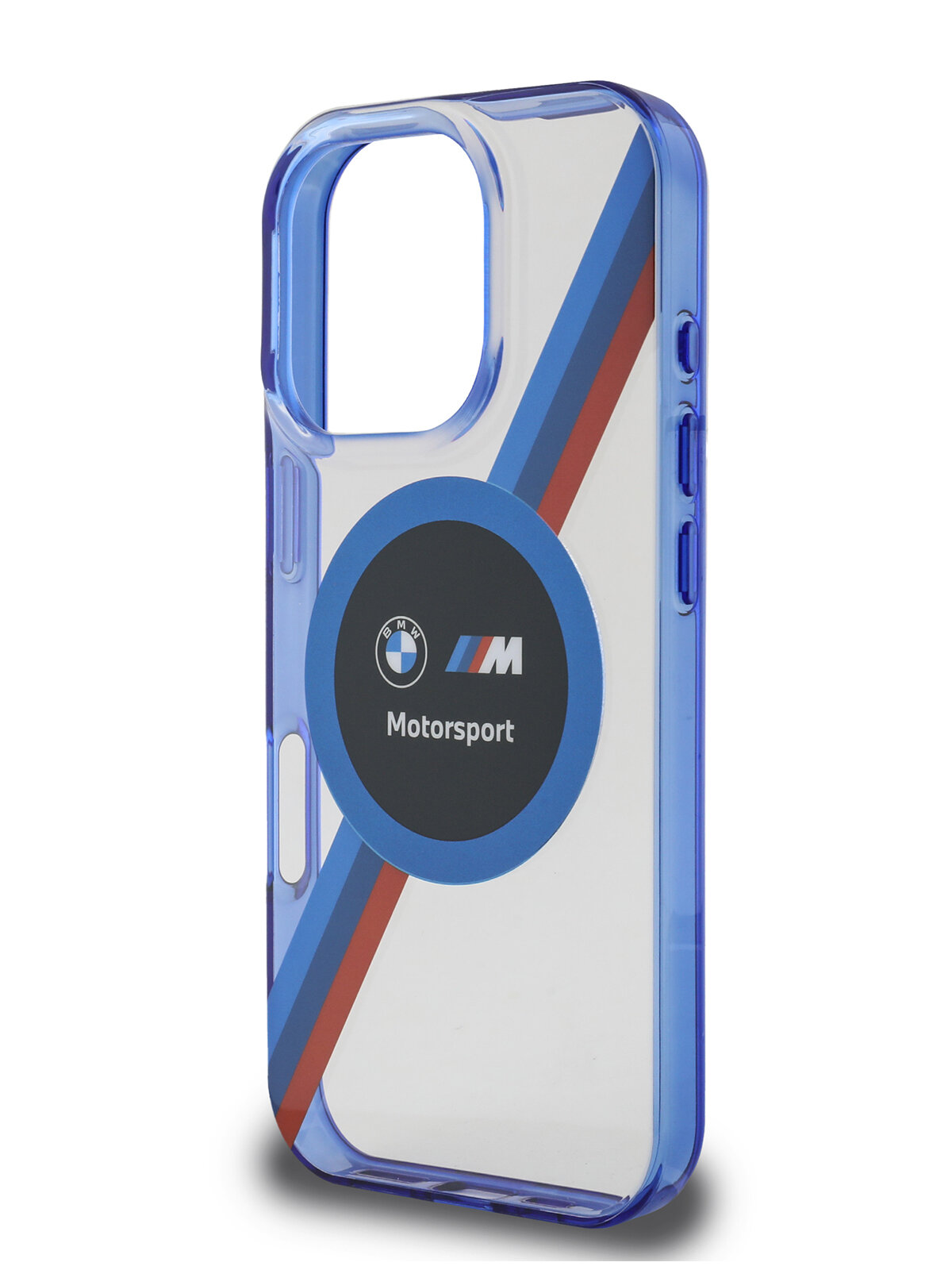 BMW для iPhone 16 Pro Max чехол Motorsport PC/TPU Circle and Tricolor Hard Transparent (MagSafe)