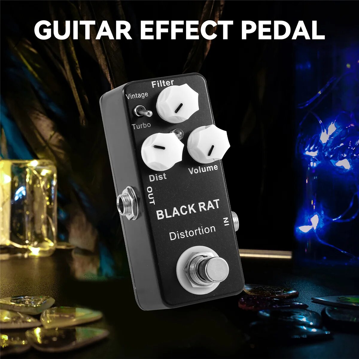 ROO Mosky Black RAT Distortion Мини педаль для гитары
