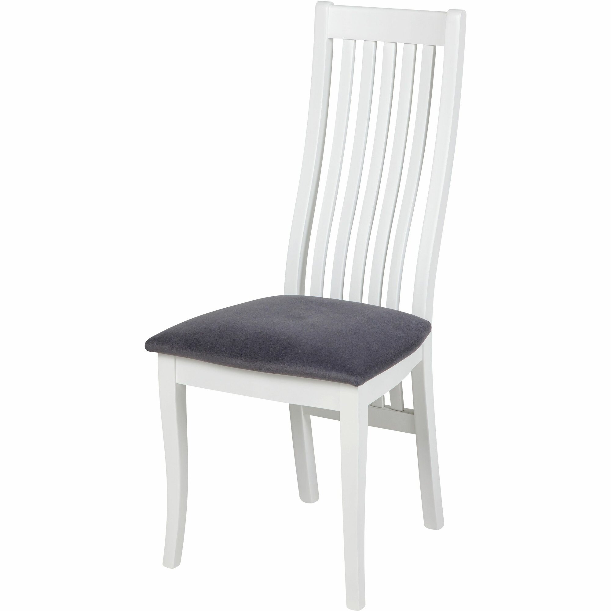 'Стул для кухни Ambe Альбен, с мягким сиденьем, Серый велюр, каркас Белая эмаль