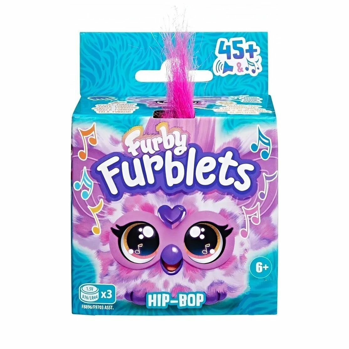 Ферби интерактивная мягкая игрушка брелок Hasbro Furby Furblets HIP-BOP 45 звуков F8896