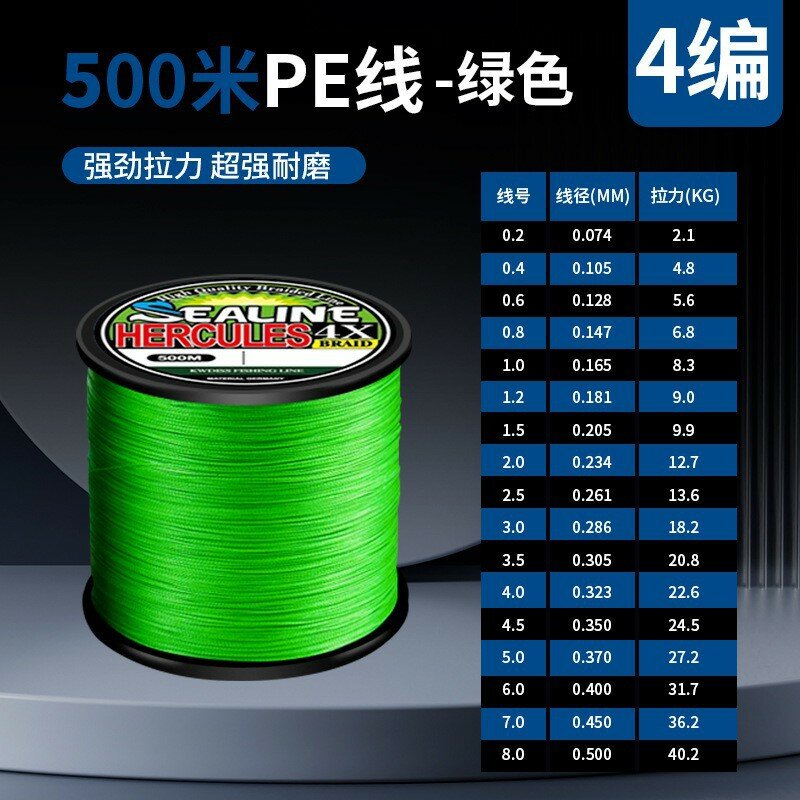 Кросс-бордерная рыболовная леска 8-прядная PE леска, прочная рыболовная леска, 500m плетеных лесок, леска для морской рыбалки, леска для кайтов, рыболовные принадлежности