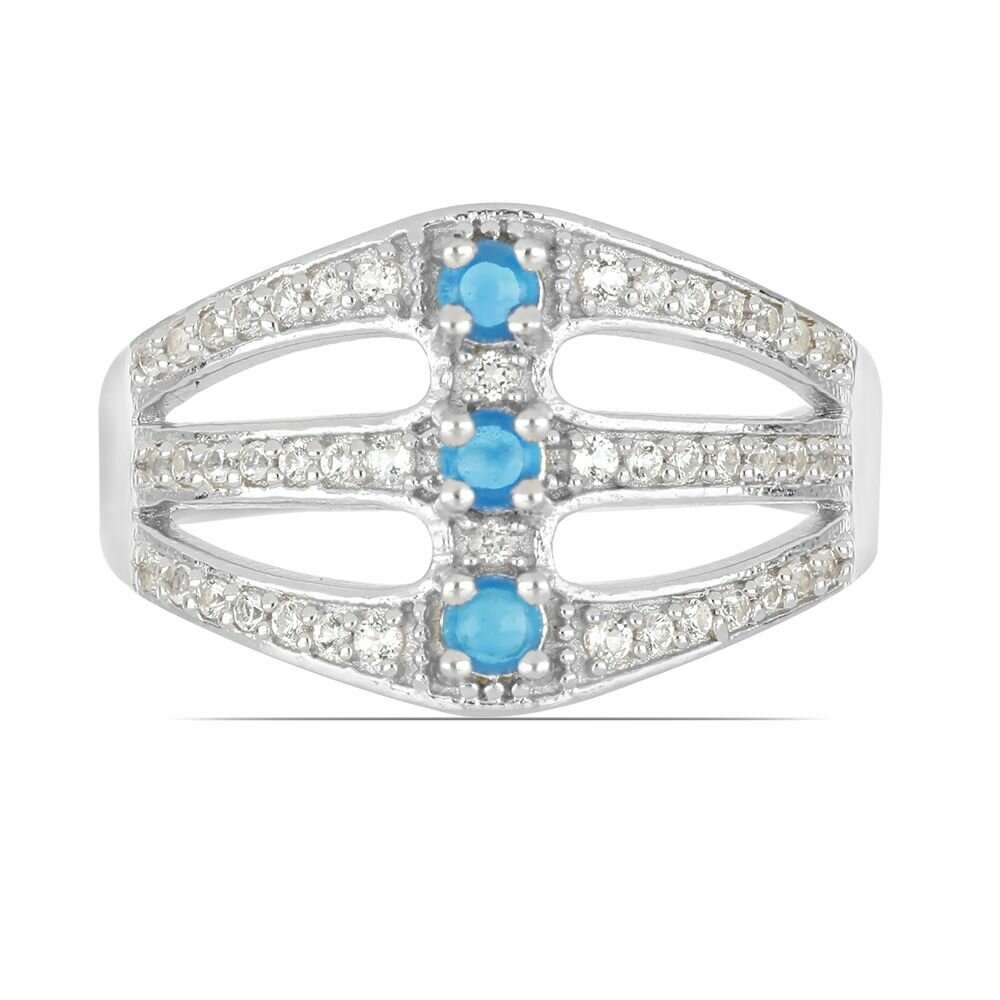 Кольцо, серебро, 925 проба, родирование, опал, топаз