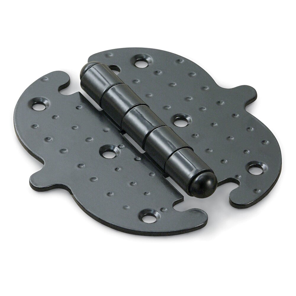 Петля накладная фигурная, для ворот и калиток, универсальная, 110х110, нагрузка до 35кг, черная