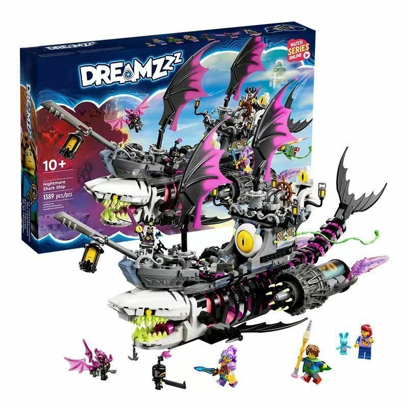 Конструктор DREAMZzz Корабль кошмарной акулы, 1389 деталей, 10+, 71469, пластик,4, Внимание, Воображение, Логика, разноцветный,0.8,1000, color7228eef4d919,1. sku5d1d1a259d94 YZ