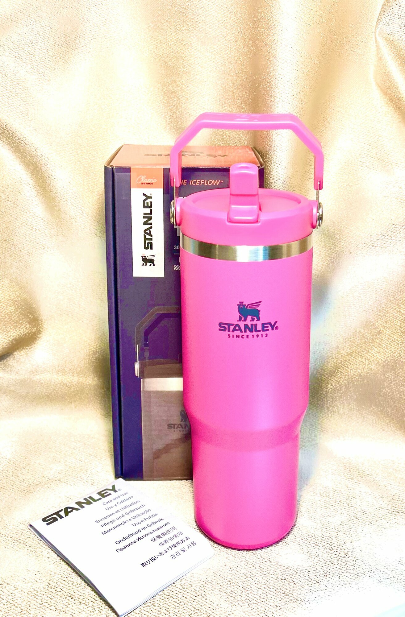 Кружка-термос "непроливайка" Стэнли/Stanley 887мл. в фирменной упаковке (фуксия) Коллекция "Never leak"ограниченная серия