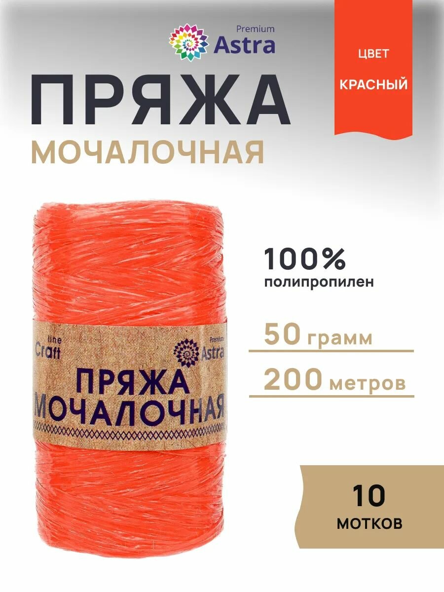 Пряжа для вязания Astra Premium 'Мочалочная' 50г, 200м (100% полипропилен) (красный), 10 мотков