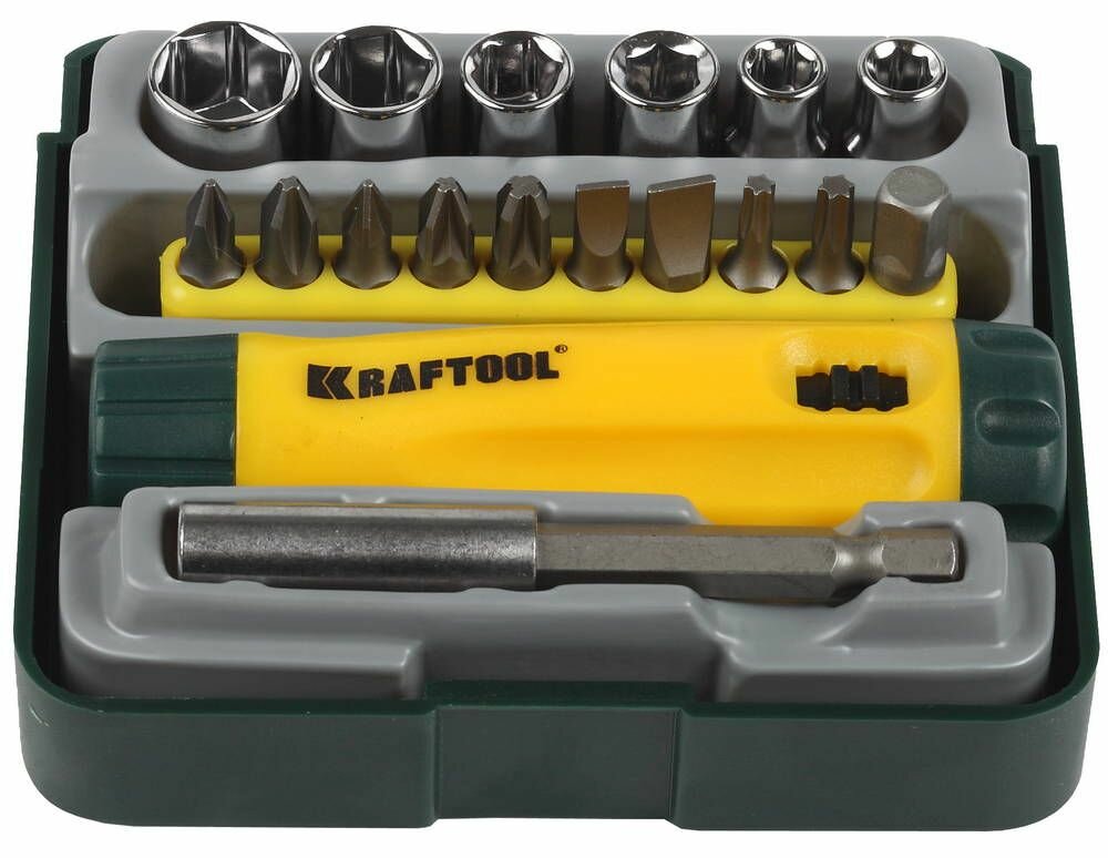 KRAFTOOL Bit-Lock-18 набор: реверсивная отвертка с насадками 18 шт