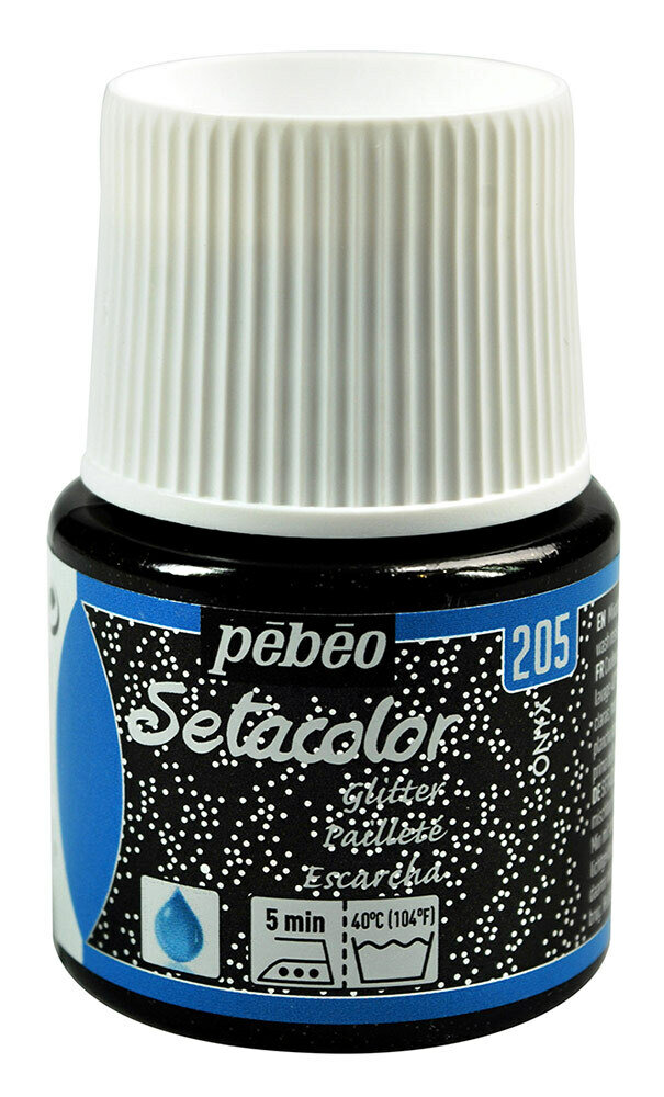 Краска для светлых тканей Pebeo с микро-глиттером, Setacolor, 45 мл, оникс