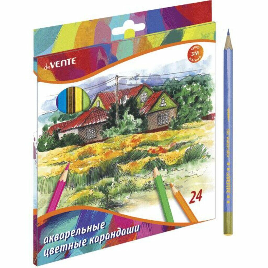Акварельные карандаши deVENTE Шестигранные, 24 цвета, 3М