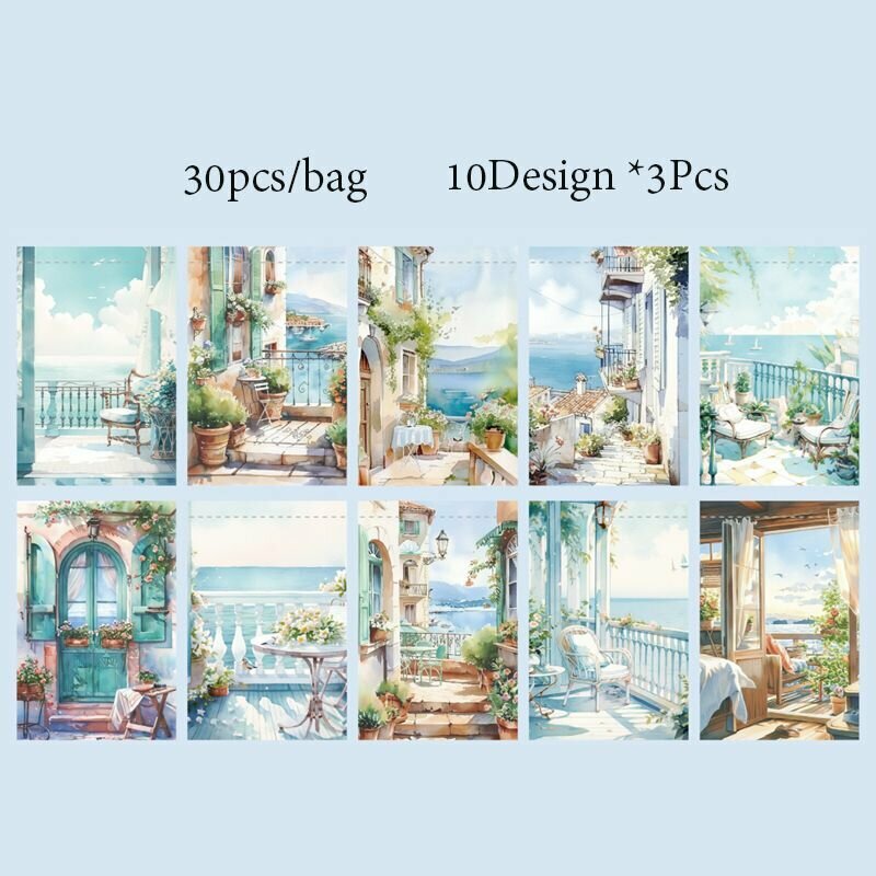 Бумага для скрапбукинга, Mr.paper, 30 листов в упаковке, акварельный стиль, пейзажи четырех времен года, можно использовать для коллажа, креативные материалы DIY-YG-LD0725