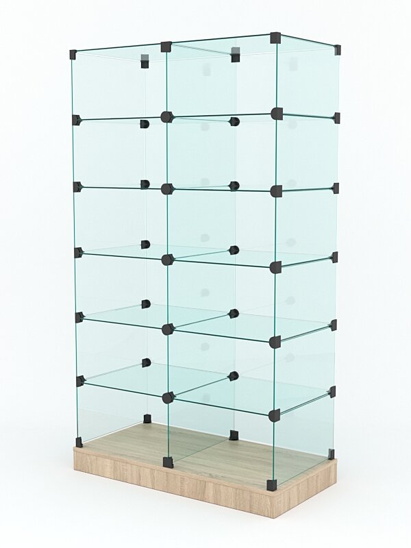 Витрина стеклянная "КУБ" №506 (без дверок, передняя стенка - стекло), Дуб Сонома