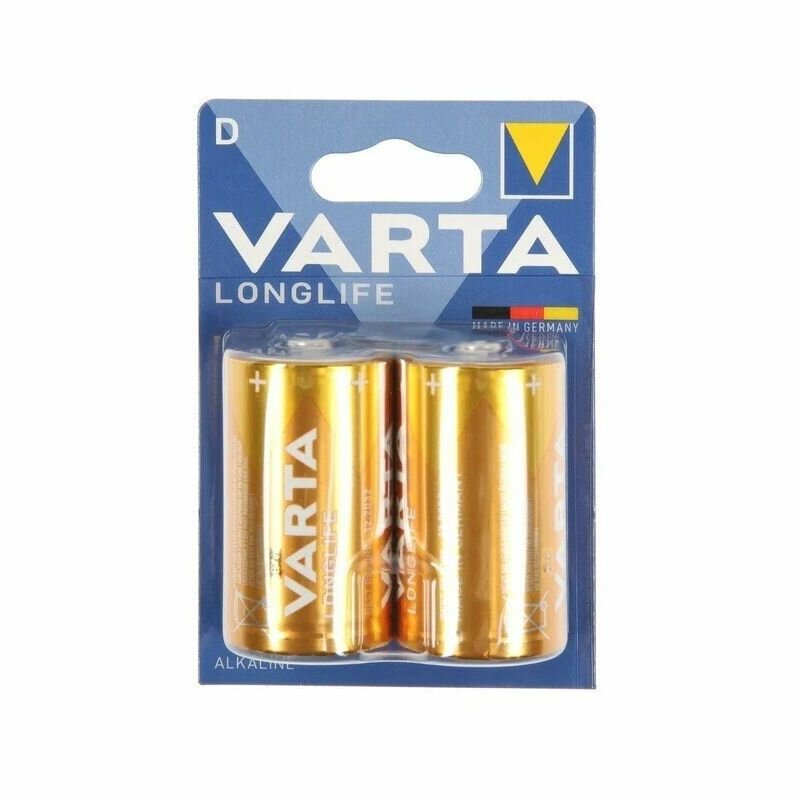 Батарейка (4шт) VARTA LR20 (D) LONGLIFE 1.5В щелочная(алкалиновая)(бл2)
