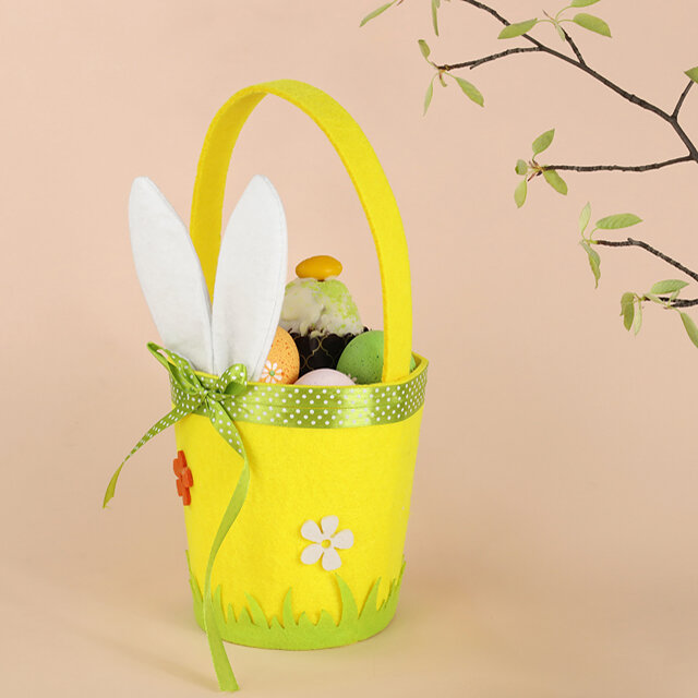 Декоративная корзинка для подарков Сюрприз от Зайки 30 см желтая, Kaemingk, 879882-1-3