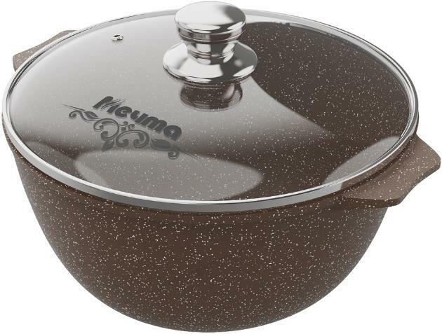 Казан мечта 54806 объем 4 л, алюминий, с антипригарным покрытием, коричневый