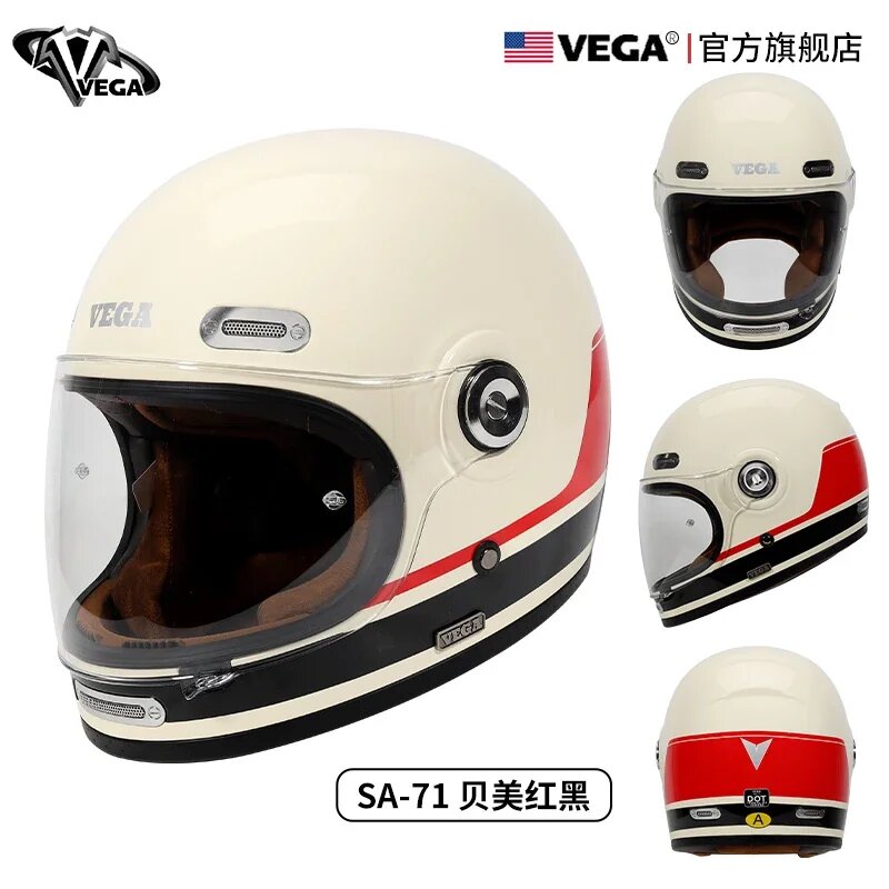 Оригинальный мотоциклетный шлем VEGA, ретро анфас, внедорожный шлем Cascos para motos, XL, 8