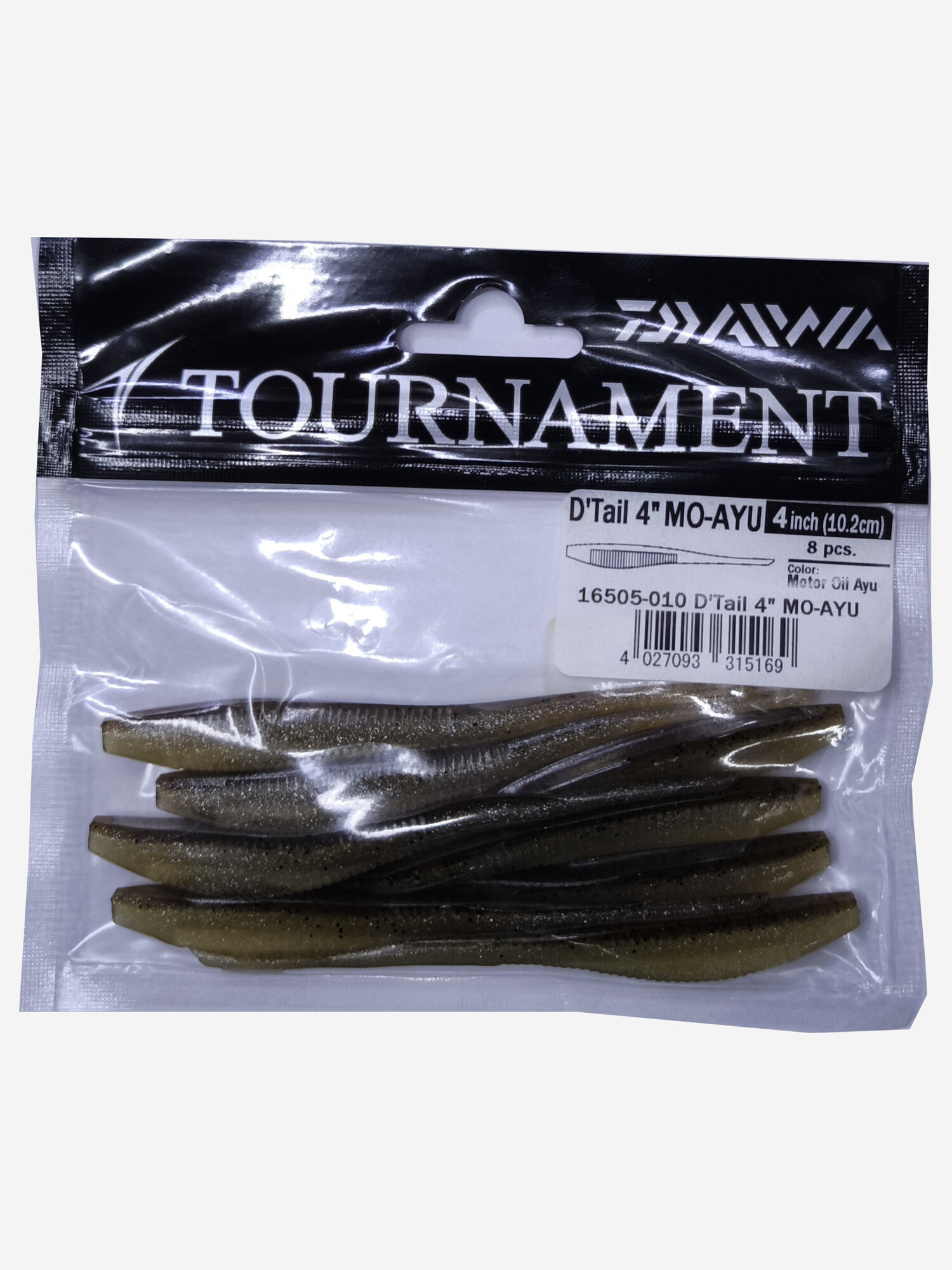 Резина Съедобная Daiwa Tournament Dandapos; Tail 4 Mo-Ayu, 76 мм, 8 шт