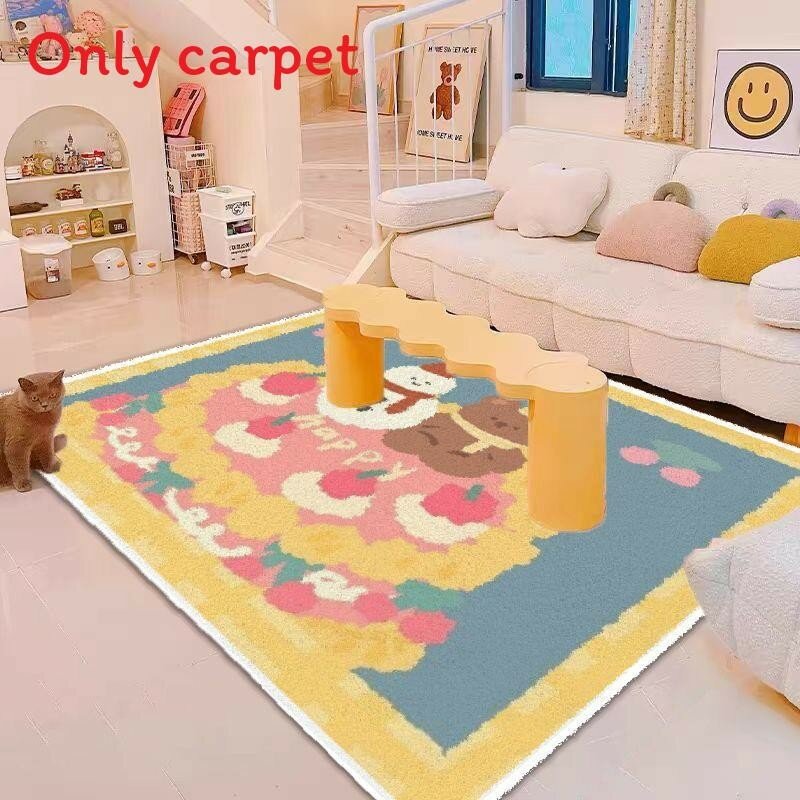 Ковровое покрытие nordic style короткий плюш с творческими узорами для дома и игровой зоны день рождения торт 40*60см