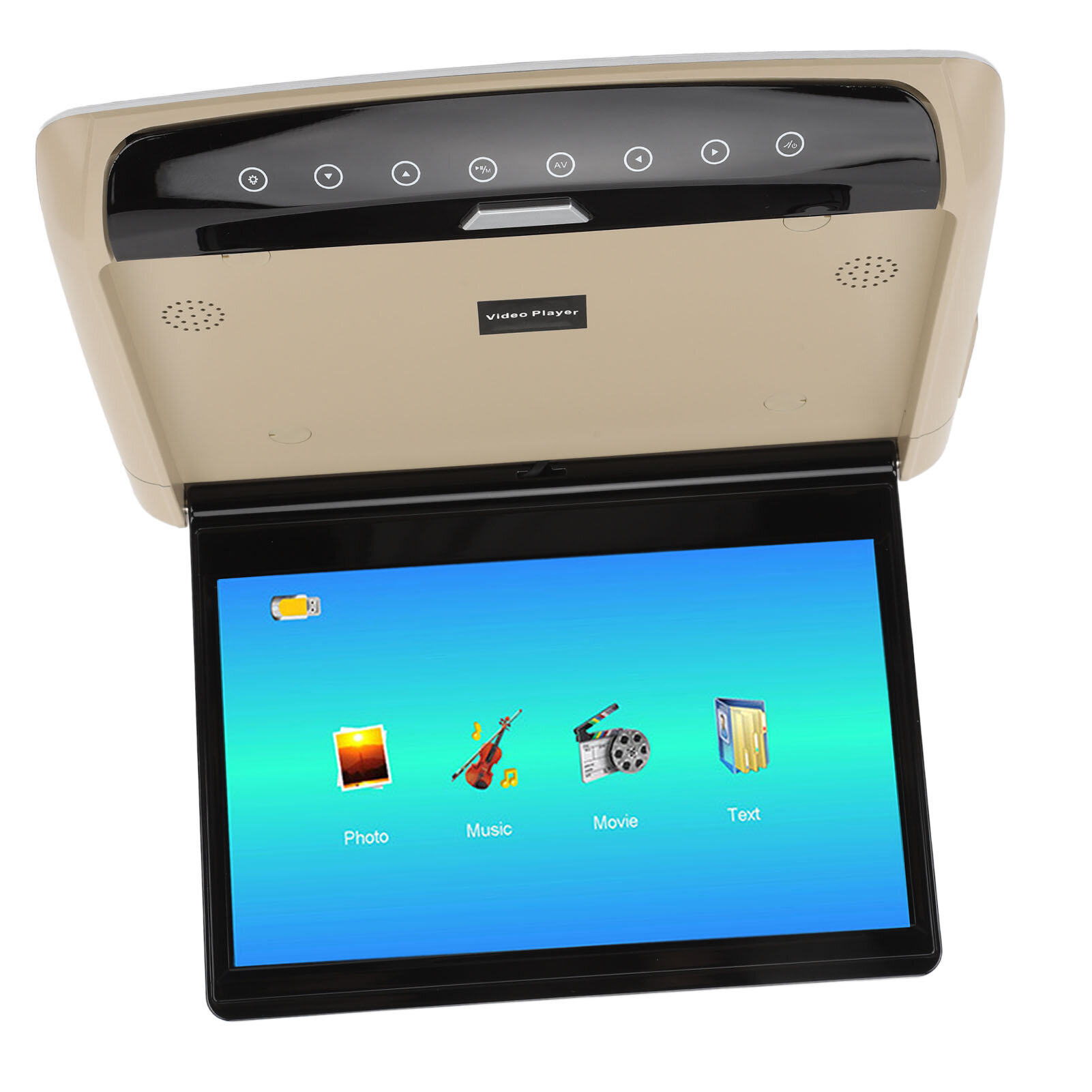 Автомобильный потолочный проигрыватель 11,6-дюймовый HD IPS-экран Угол открытия 170 градусов Развлечения для задних сидений для бизнес-автомобилей внедорожников автофургонов бежевый