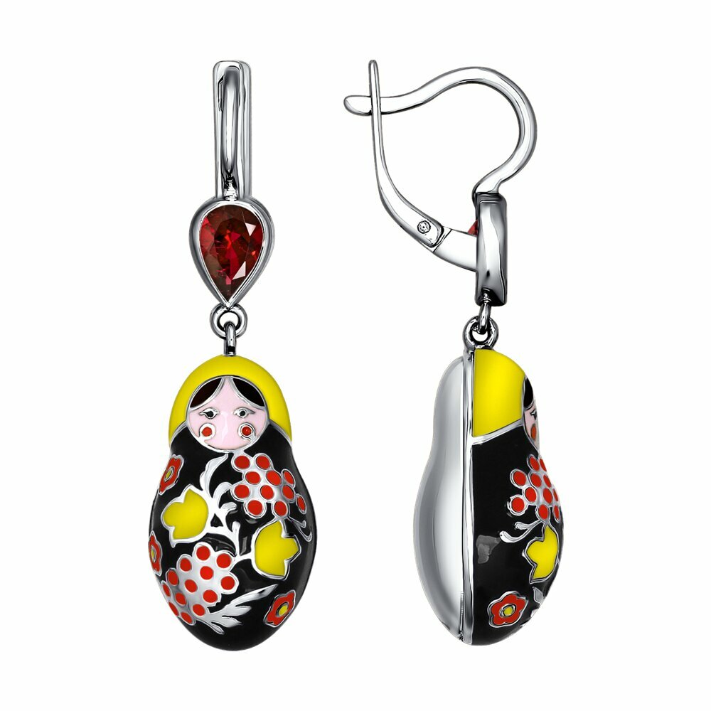 Серьги с подвесками, серебро, 925 проба, родирование