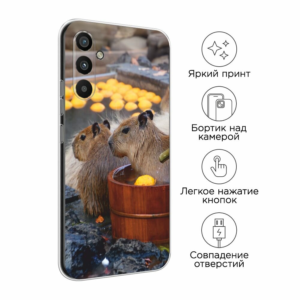 Чехол на Samsung Galaxy A34 / Самсунг A34 с принтом "Капибары отмокают" — фото 1