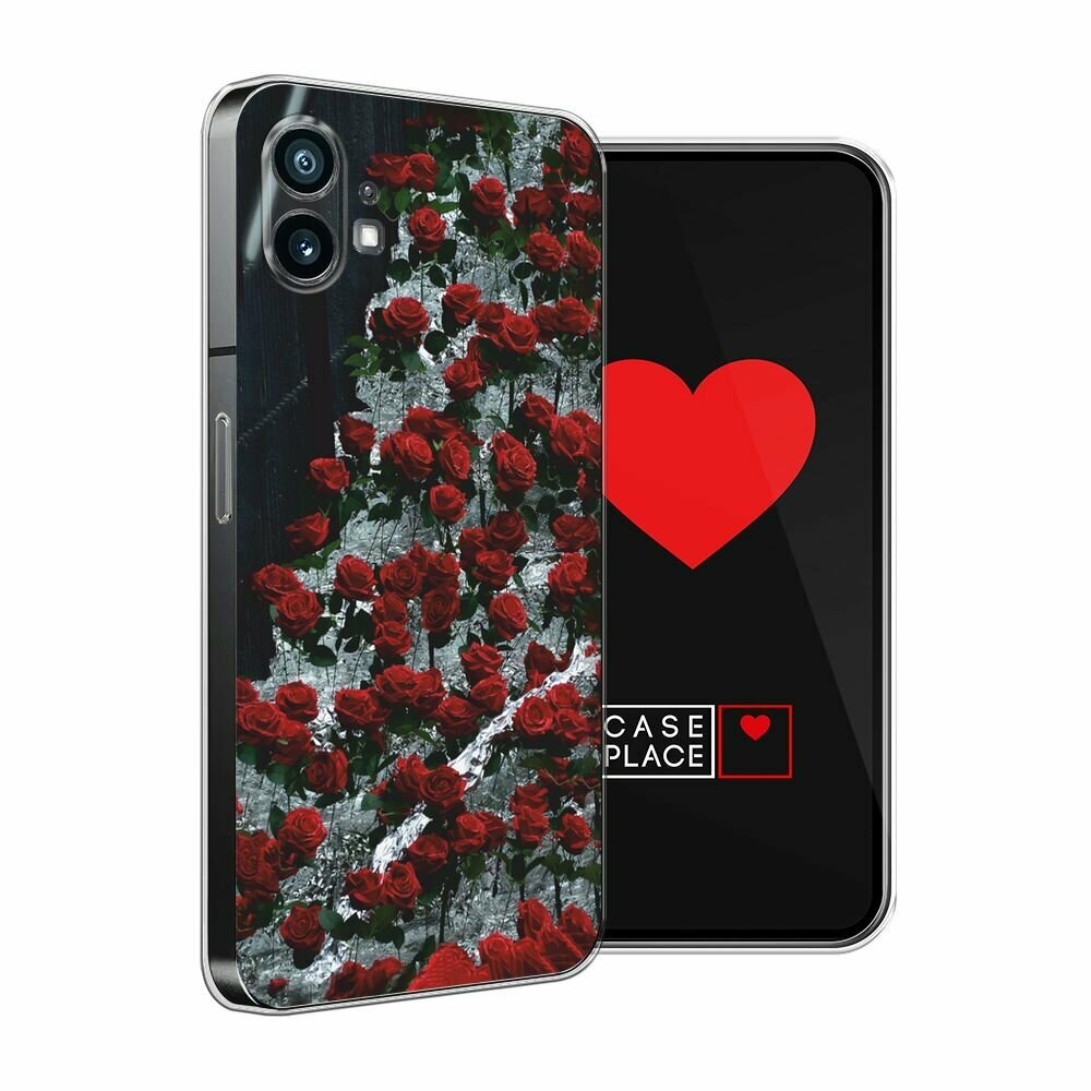 Чехол на Nothing Phone 1 / Нафинг Фон 1 с принтом Цветущие алые розы — фото 1