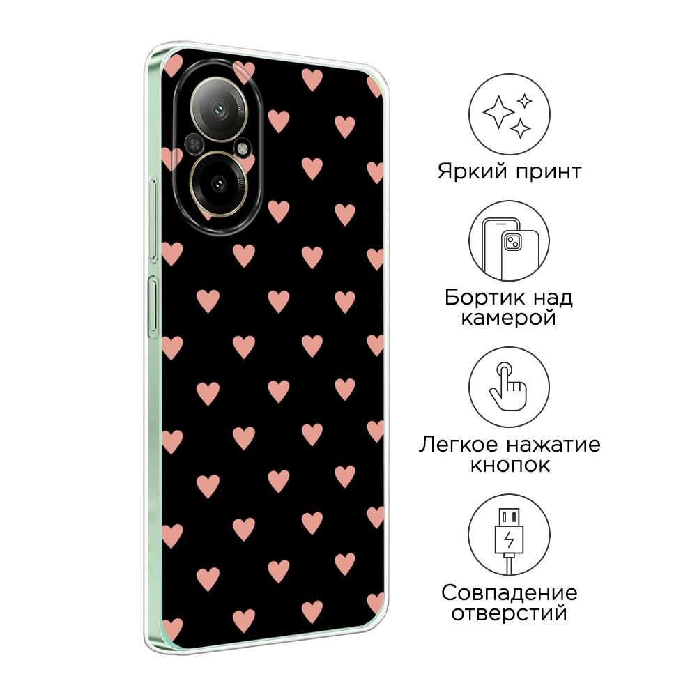 Чехол на Realme C67 4G / Реалми C67 4G с принтом "Розовые сердечки" — фото 1