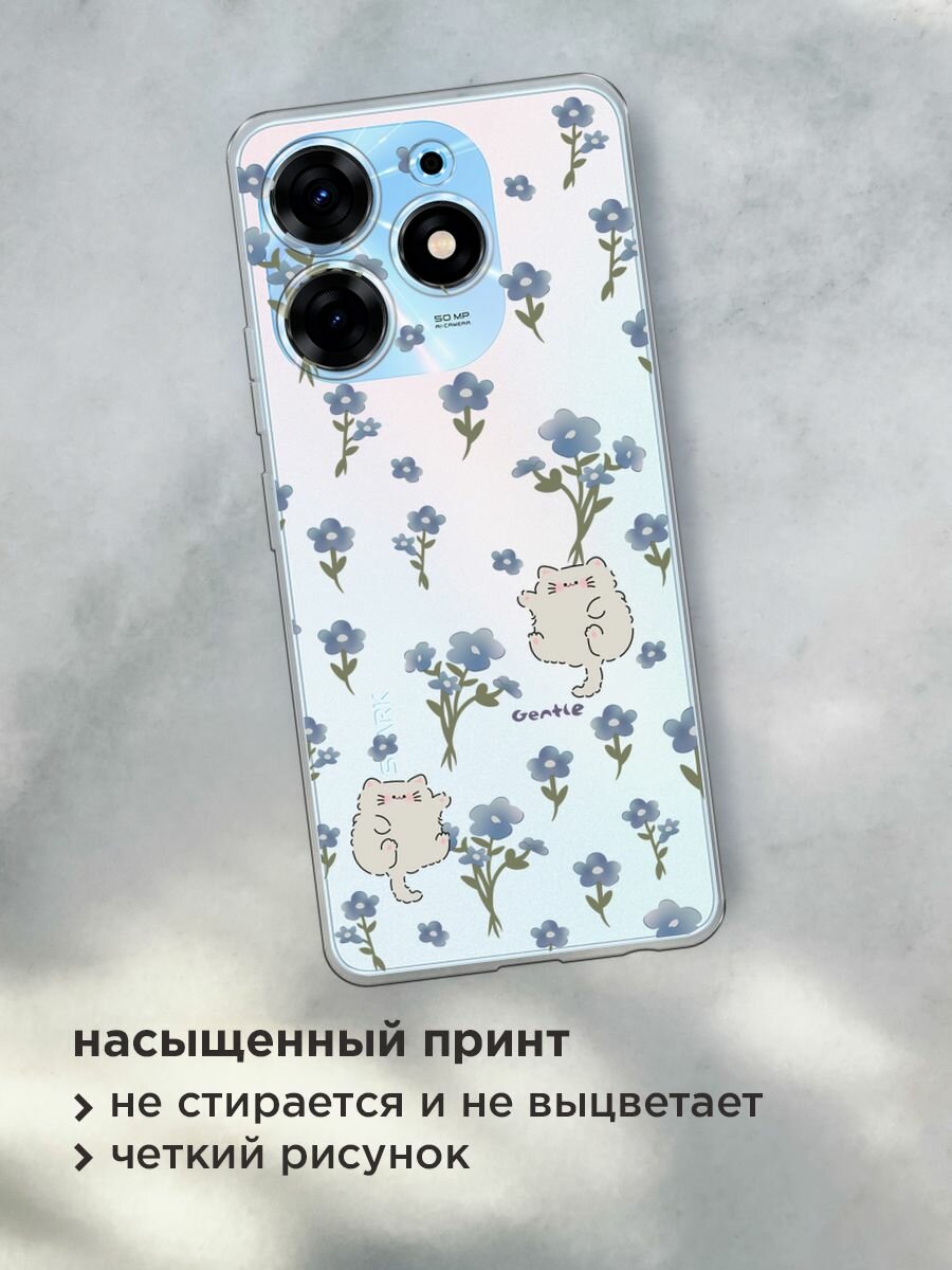 Чехол на Tecno Spark 10 Pro / Текно Спарк 10 Про с принтом "Gentle cats", прозрачный — фото 1