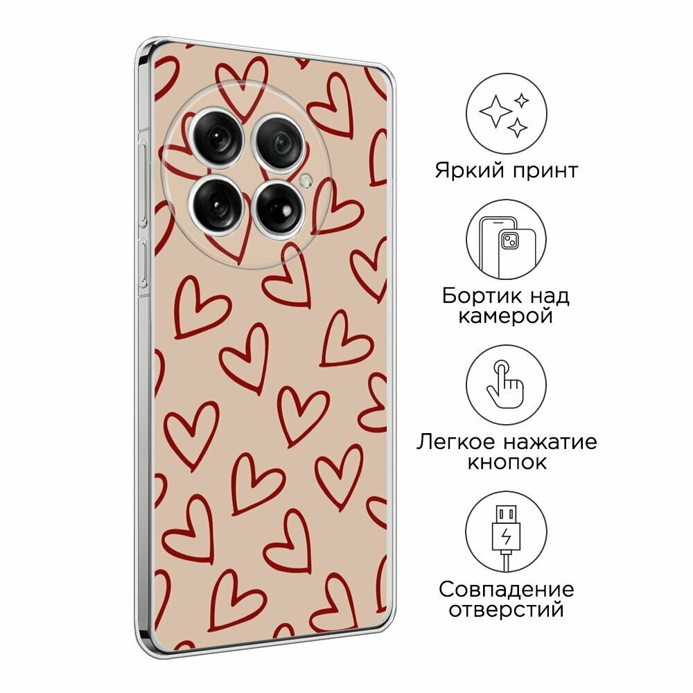 Чехол на OnePlus 13 / Ван Плас 13 с принтом "Little hearts doodles 1 - 14 февраля" — фото 1
