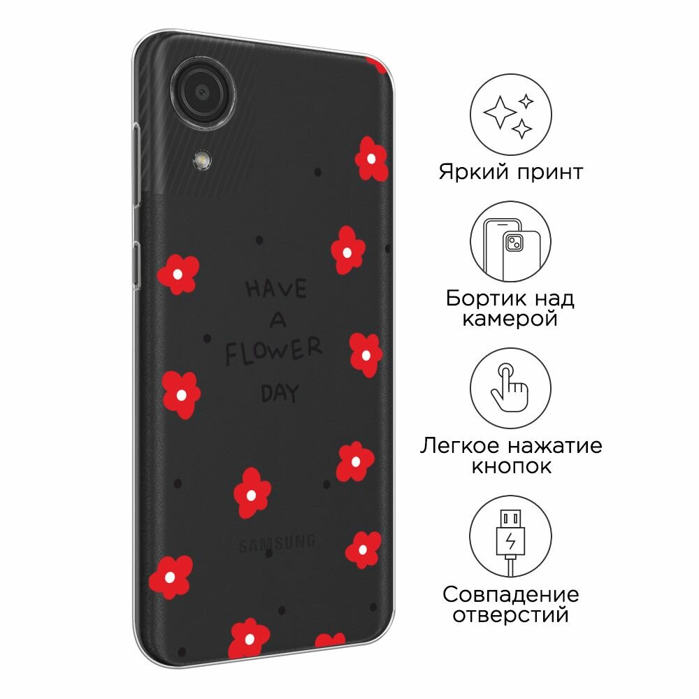Чехол на Samsung Galaxy A03 Core / Самсунг Галакси А03 Core с принтом "Have a flower day 2", прозрачный — фото 1