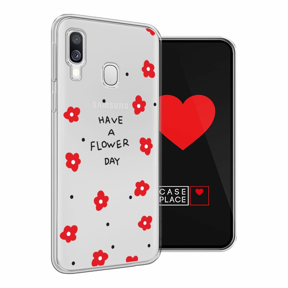 Чехол на Samsung Galaxy A40 / Самсунг Галакси А40 с принтом "Have a flower day 2", прозрачный — фото 1