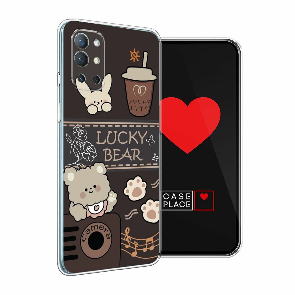 Чехол на OnePlus 9R / ВанПлас 9R с принтом "Lucky bear coffee 1" — фото 1