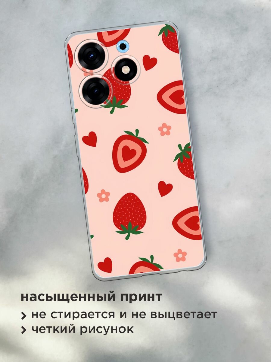 Чехол на Tecno Spark 10 Pro / Текно Спарк 10 Про с принтом "Heart strawberries 1 - 14 февраля" — фото 1