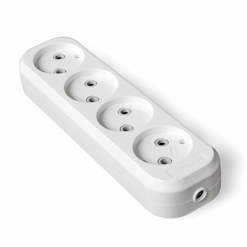 Колодка для удлинителя Universal 4 поста, без заземления, белая