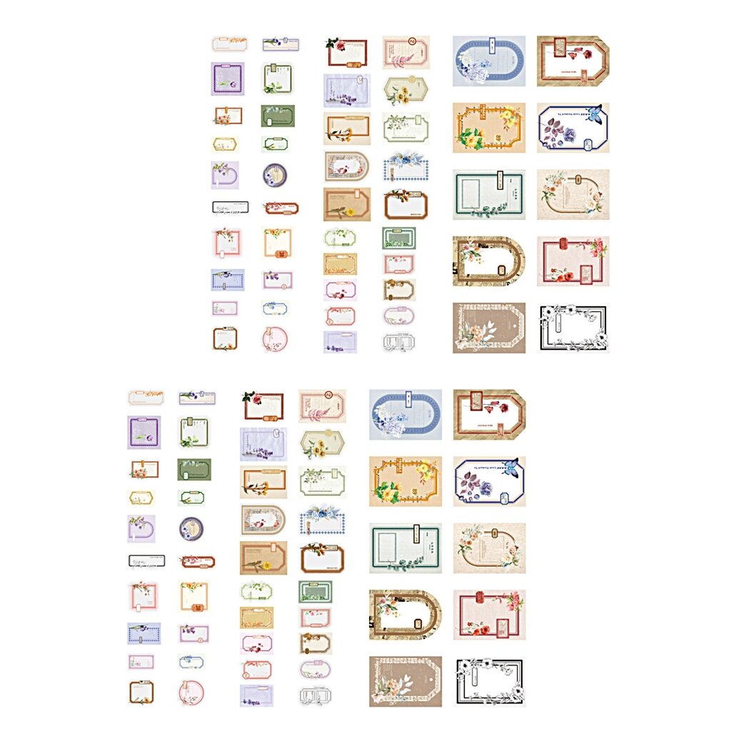 100 листов в наборе, серия Памятная почта : антикварные заметки, растения, бабочки, текст, набор материалов для дневника Тени цветов зеркале